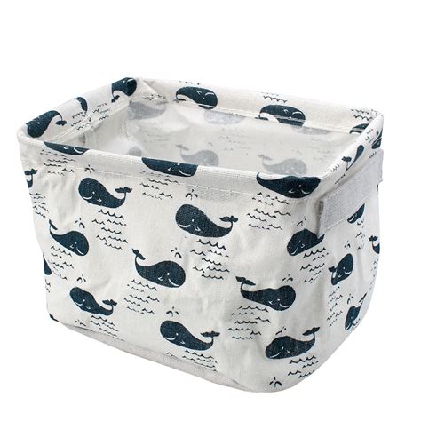 Household Fabric Whale Pattern Makeup Storage Bin Basket Closet Box