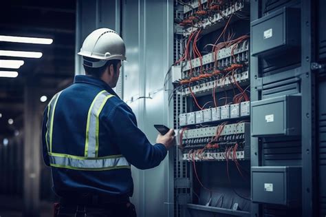 Premium Ai Image Electrical Engineer Working At Electric Panel