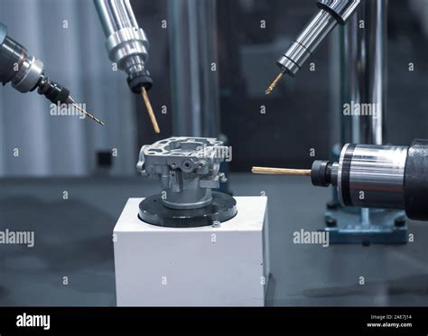CNC Perform Drilling From Multiple Drilling Tool Stock Photo Alamy