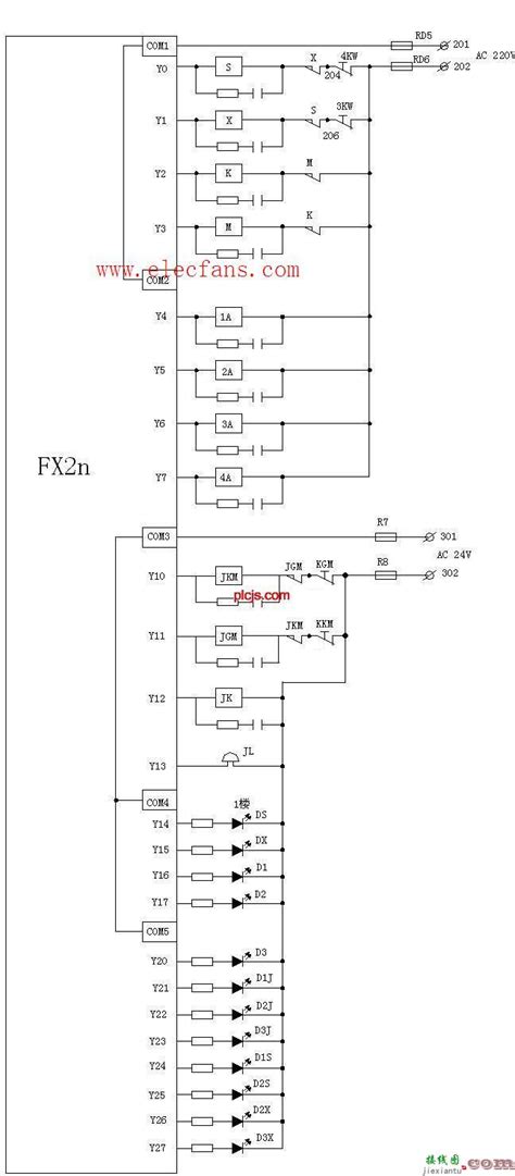 Plc控制3层电梯的自动运行实例接线原理图 接线图网