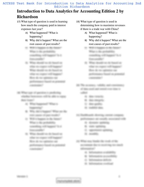 Solution Test Bank For Introduction To Data Analytics For Accounting