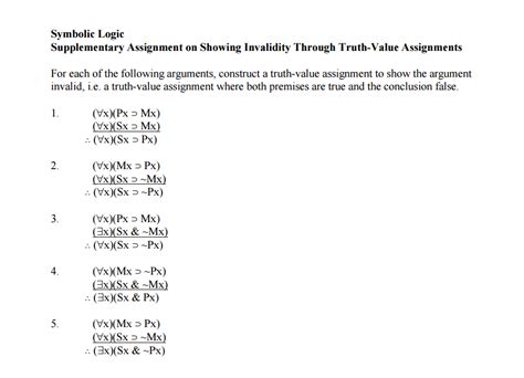 Symbolic Logic Supplementary Assignment On Showing