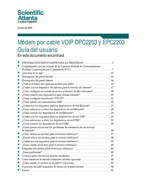 Manual Módem Por Cable Voip Dpc2203 Pdf Protocolos De Internet