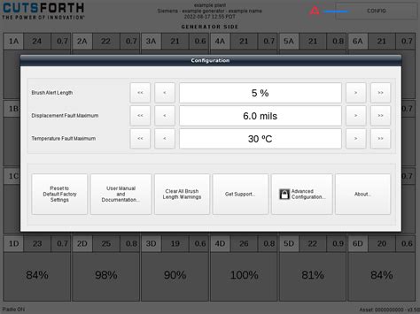 Configure The Brush Condition Monitoring System Settings Cutsforth