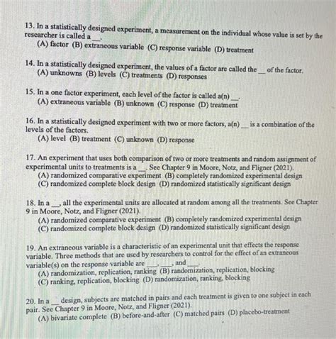Solved 13 In A Statistically Designed Experiment A