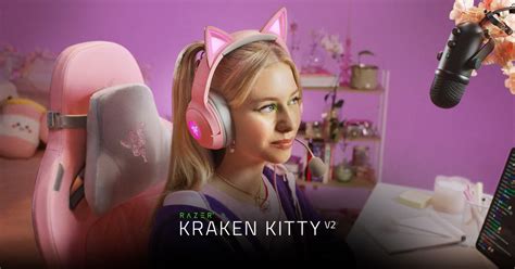 Wired Rgb Headset With Custom Kitty Ears Razer Kraken Kitty V2 Razer Asia Pacific