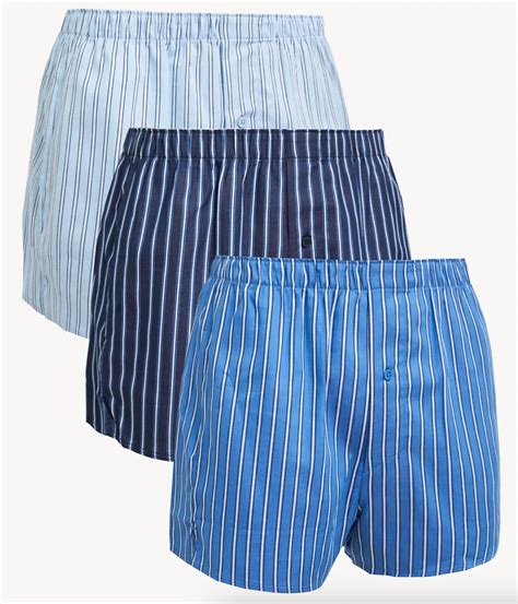 Marks And Spencer 3pk Pure Cotton Striped Woven Boxers