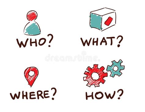 How What Why Where When Questions Search Answers Stock Illustration
