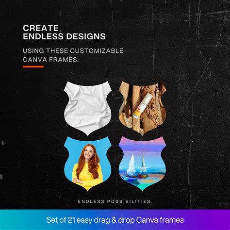 Editable Canva Frame Template Bundle Security Shield Type Canva Frame Template Custom Canva