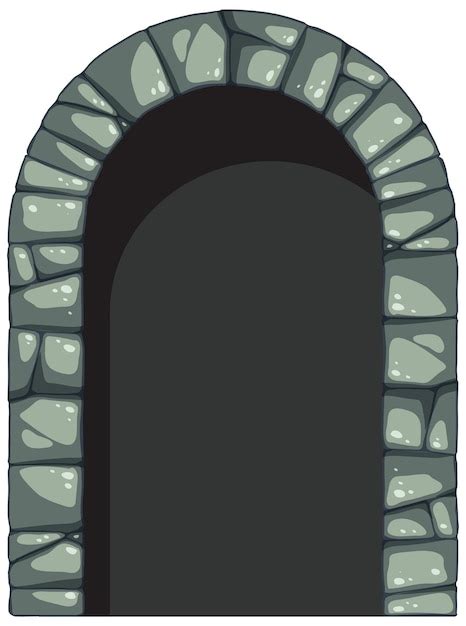 흰색 바탕에 만화 스타일의 돌 아치 프리미엄 벡터