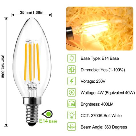 5x Led E14 Bulbs Light 4w 6w E14 Warm White Energy Saving Vintage Filament Bulbs Ebay Australia