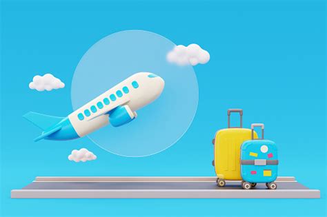 여행 가방 관광 및 여행 개념 휴가 휴가 자연 여행 3d 렌더링으로 구름 속에서 날아다니는 비행기 가방에 대한 스톡 사진 및 기타 이미지 Istock