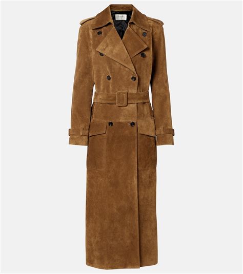 Suede Trench Coat In Brown Saint Laurent Mytheresa