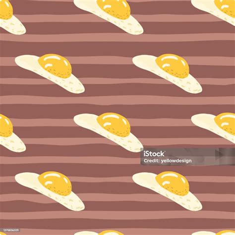 대각선 오믈렛 요소 간단한 낙서 원활한 패턴 벗겨진 창백한 적갈색 배경에 큰 달걀 식사 건강한 생활방식에 대한 스톡 벡터 아트