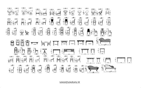 مجموعه مبلمان صندلی برای اتوکد