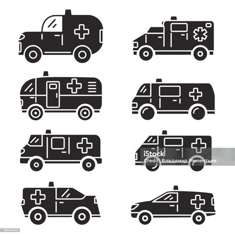 설정 구급차 아이콘 실루엣 플랫 벡터 그림입니다 응급 의료 서비스 응급 처치911 응급 재해 차량 건강관리와 의술에 대한 스톡 벡터 아트 및 기타 이미지 Istock