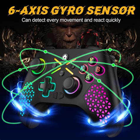 Bonadget B4 9 82ft Wired Controller For Pc Steam Black Myth Wukong And Windows 10 11 Rgb