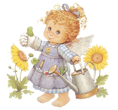 Cute Angel Gardener With Watering Can Free Png Clipart Art Drawings