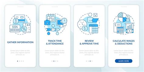 Premium Vector Payroll Processing Stages Blue Onboarding Mobile App Screen
