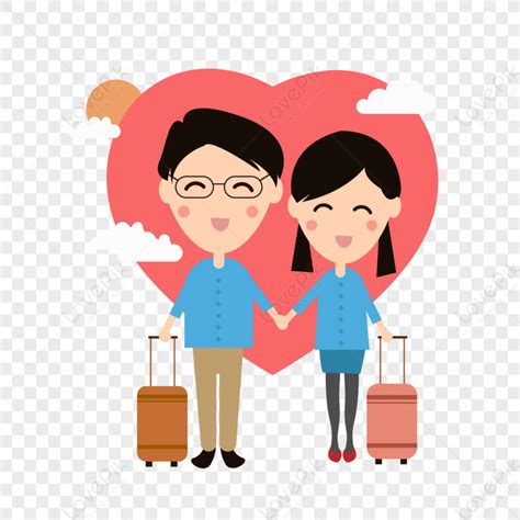 벡터 커플 로맨틱 황금 주 여행 일러스트 요소갈색단순한 Png 일러스트 무료 다운로드 Lovepik
