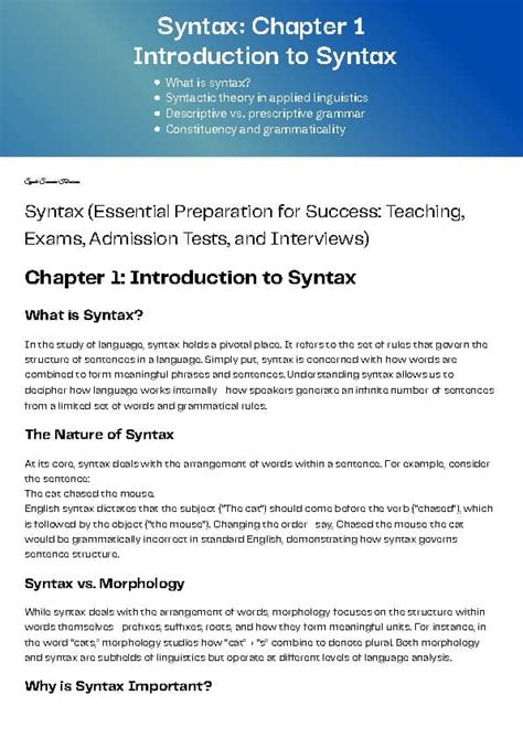 Chapter 1 Introduction To Syntax Foundations Of Sentence Structure And Gramma