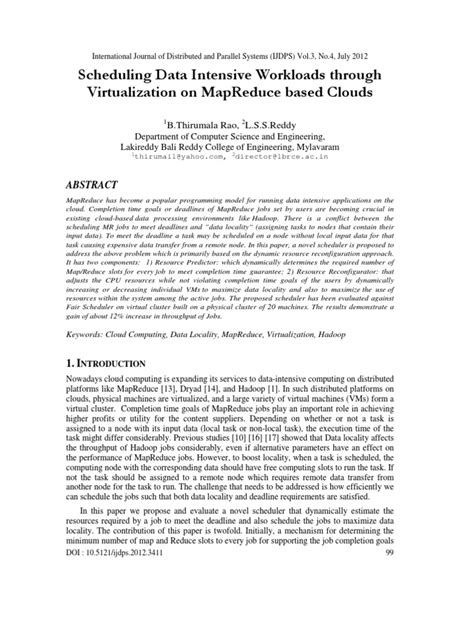 Scheduling Data Intensive Workloads Through Virtualization On Mapreduce