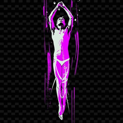 A Woman Is Dancing On A Black Background With A Pink And Black