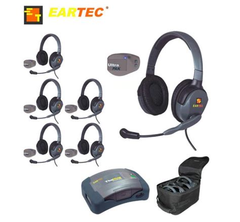 Eartec Upmx4gd6 Ultrapak 6 Person Hub Intercom System Max4g Double Headset Dalite