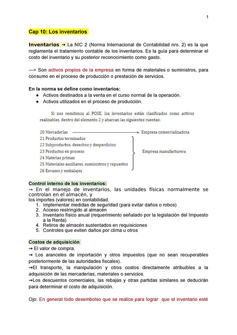Apuntes Control 3 Espero Te Sirva Cap 10 Los Inventarios Inventarios → La Nic 2 Norma