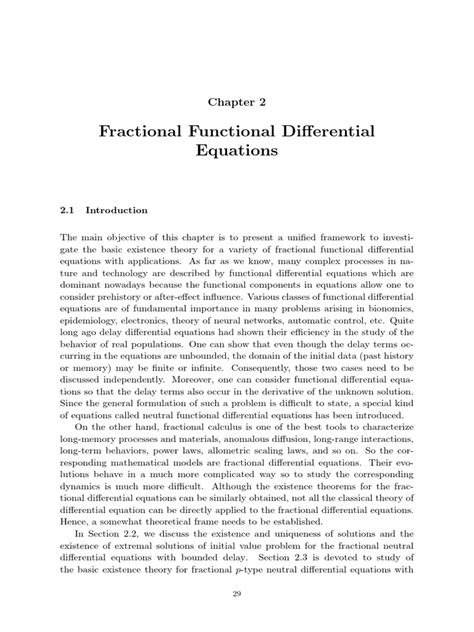 2023 Fractional Functional Differential Equations Pdf Equations