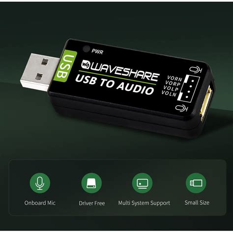 Usb звукова карта Waveshare Съвместима с Raspberry Pi Jetson Nano Черен Emag Bg