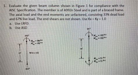 Solved 1 Evaluate The Given Beam Column Shown In Figure 1 Chegg Com