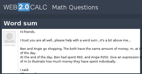 View Question Word Sum