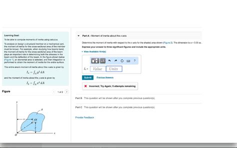 solved learning goal part a moment of inertia about the x