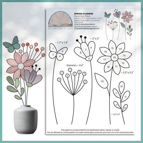 Spring Flowers Stained Glass Patterns 2 Flower Bouquet Wildflowers