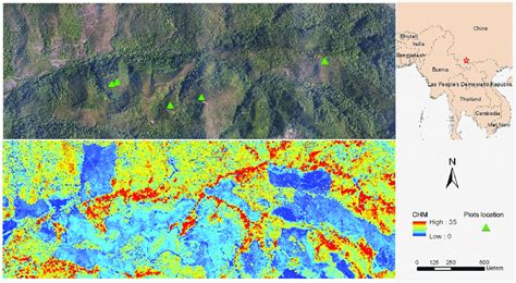 Plot Locations Aerial Photograph And Canopy Height Model Chm Of The