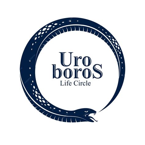 자신의 이야기를 먹는 뱀 원 모양의 Uroboros 뱀 삶과 죽음의 끝없는 순환 Ouroboros 고대 기호 벡터