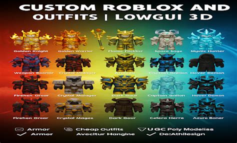 Design Custom Roblox Armor Outfits Ugc Meshes Low Poly Clothing 3d