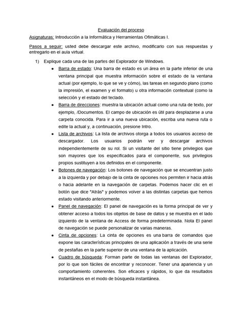 Evaluación Del Proceso 2 Terminado 1º Pdf Archivo De Computadora
