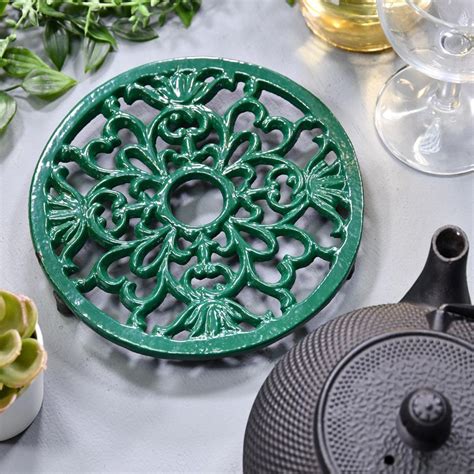 Trivet Heavy Duty V5 Round Green Black Country Metalworks