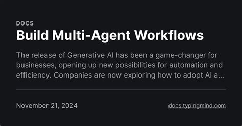Build Multi Agent Workflows