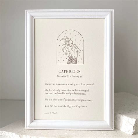 Capricorn Zodiac Print A5 Portrait Poem Aura Bottle