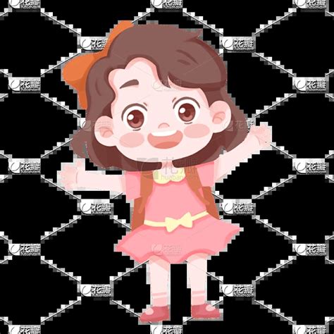手绘 儿童人物插画贴纸 小女孩素材 花瓣网