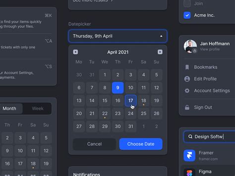 Dark Ui Elements Dropdowns Calendar Artofit