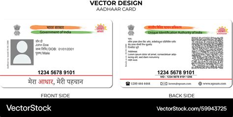 Editable Aadhaar Card Template Blank Royalty Free Vector Vectorstock