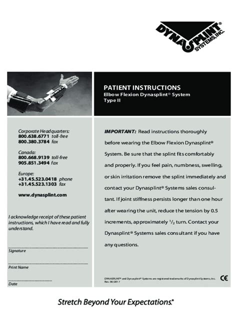 Fillable Online Use Of Elbow Dynasplint For Reduction Of Elbow Flexion Fax Email Print