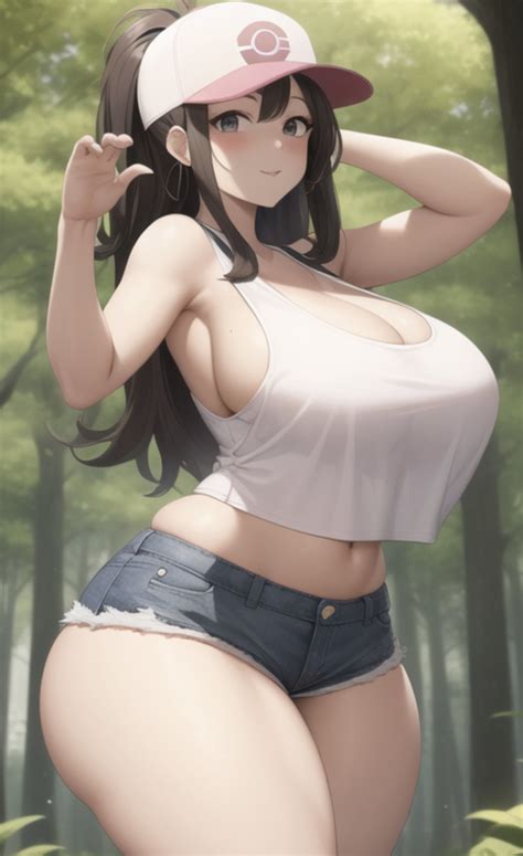Rule 34 Ai Generated Baseball Cap Big Ass Booty Shorts Brown Hair Curvy Hilda Pokemon