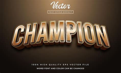 Premium Vector Editable Champion Text Effect 3d Style