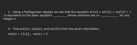 Solved Using A Pythagorean Identity We See That The Chegg Com