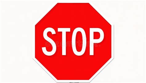 Red Octagonal Stop Sign With White Text Generative Ai Stock